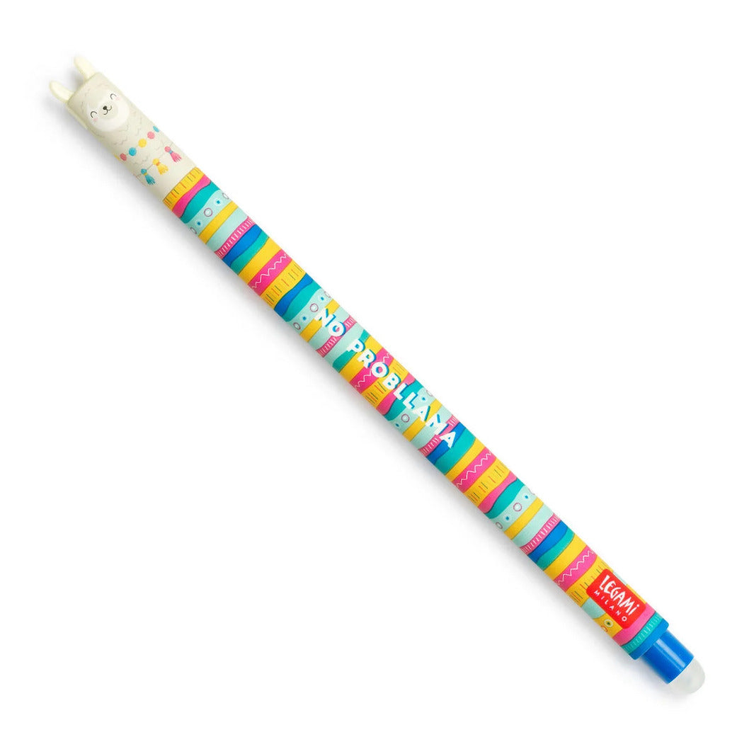 Stylo Gel Effaçable - Lama Multicolore, No Probllama - Bleu, 0,7mm ...